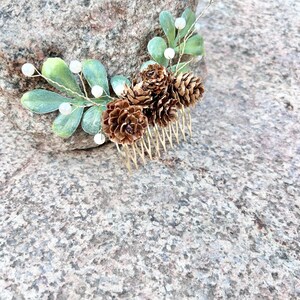 Pinecones & Pearls Hair Comb, Rustic Wedding Hair Accessory, Pinecone ...