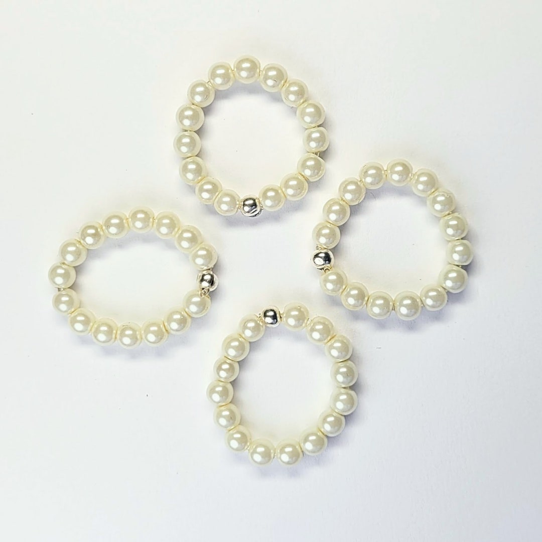 50's Faux Pearl Ring | Stackable Stretch Pearl Ring | Size 8 Ring for ...