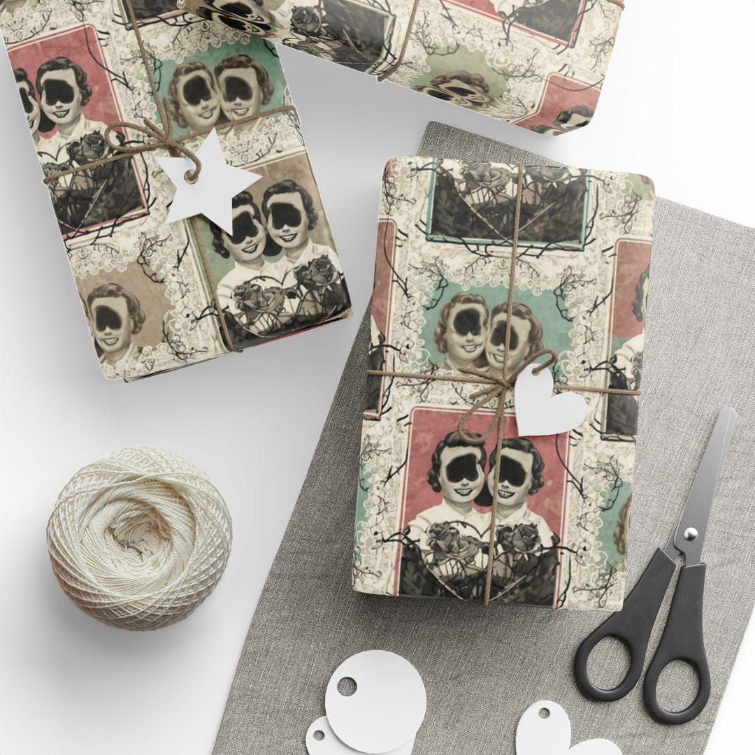 Creepy Twins Wrapping Paper, Horror Gift Wrap, Vintage Style, Scary ...