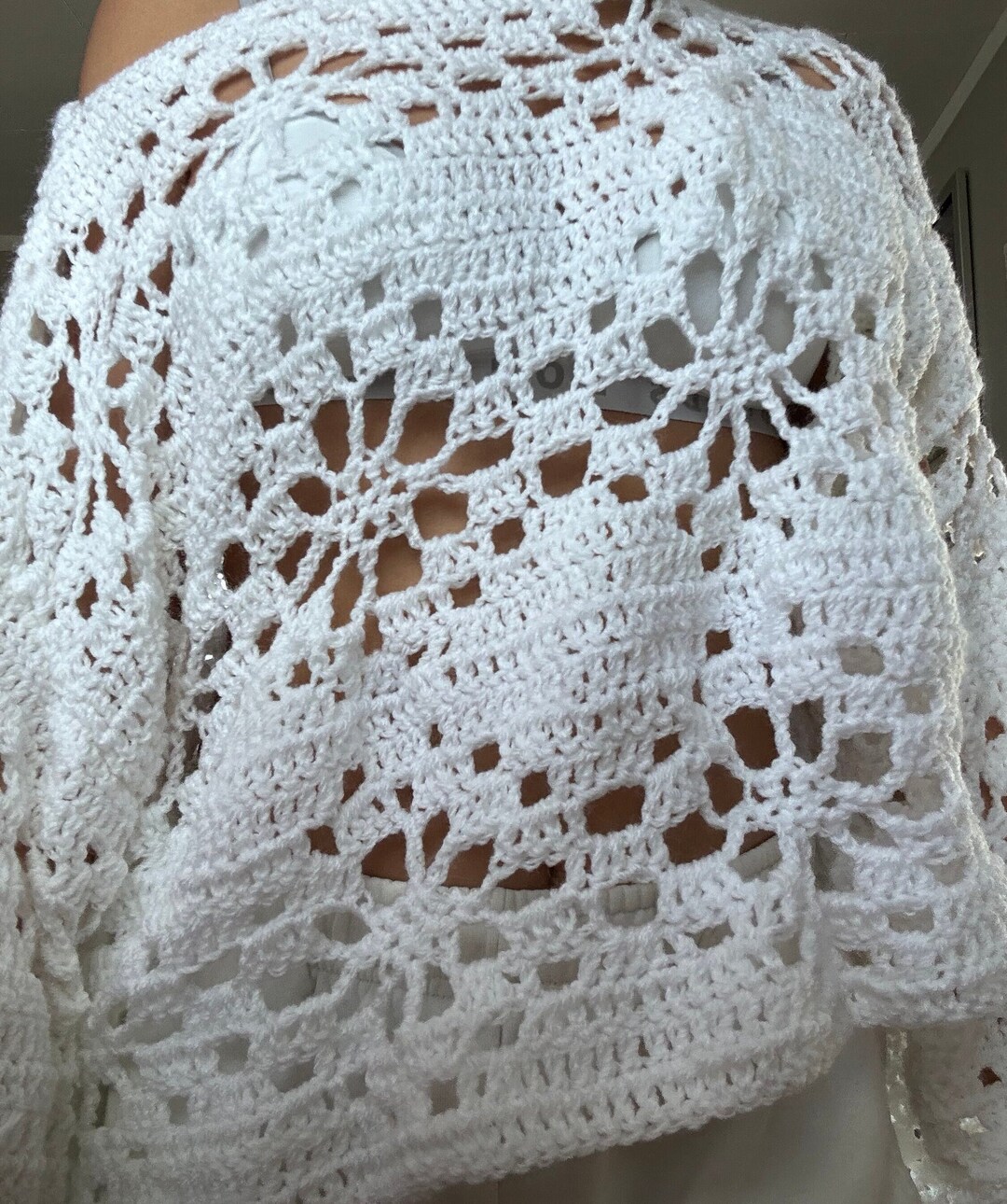 Crochet Flower Sweater Flower Jumper Bikini Coverup - Etsy