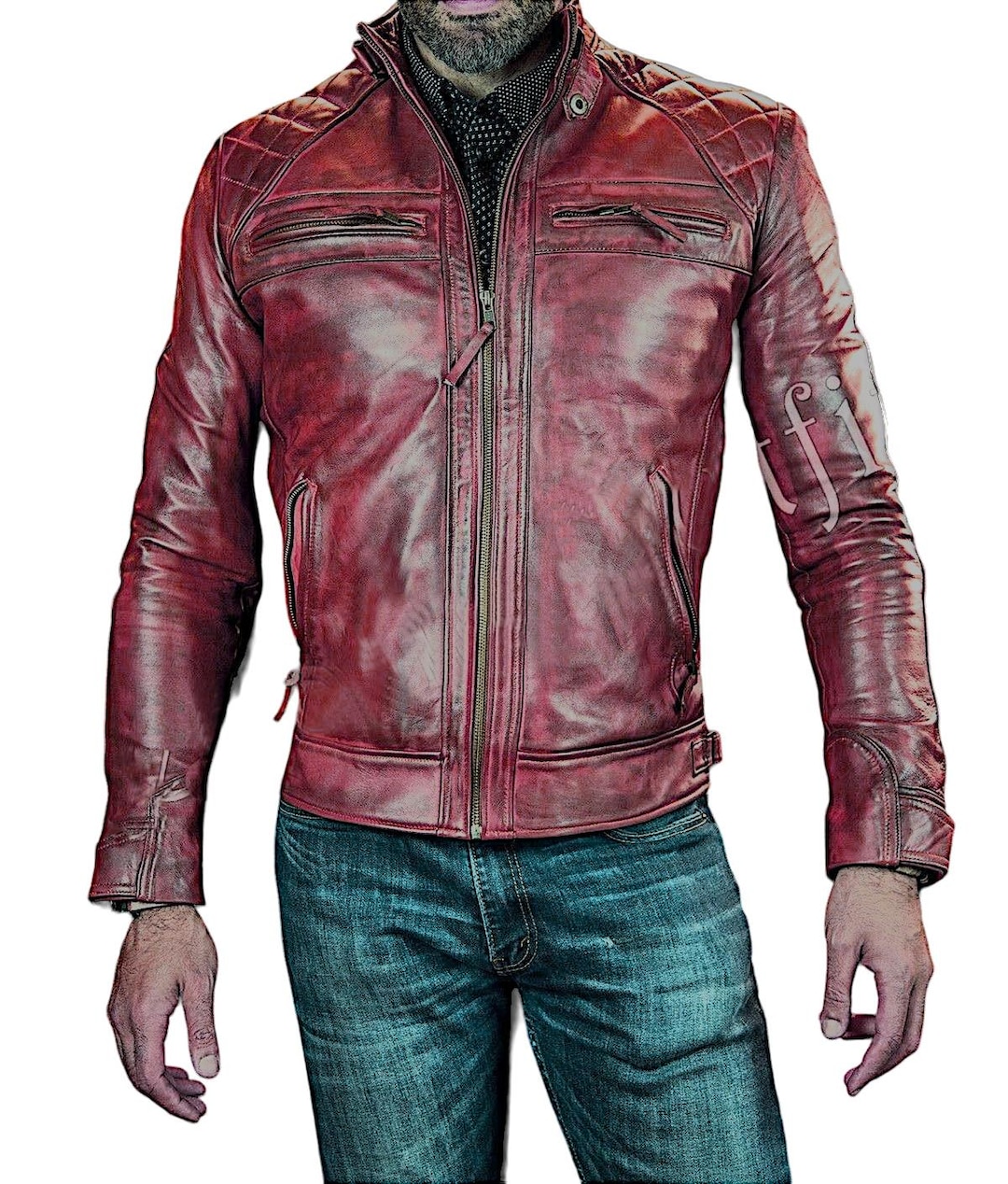 Men's Handmade Burgundy Red Leather Jacket Men Motorcycle Biker Vintage ...