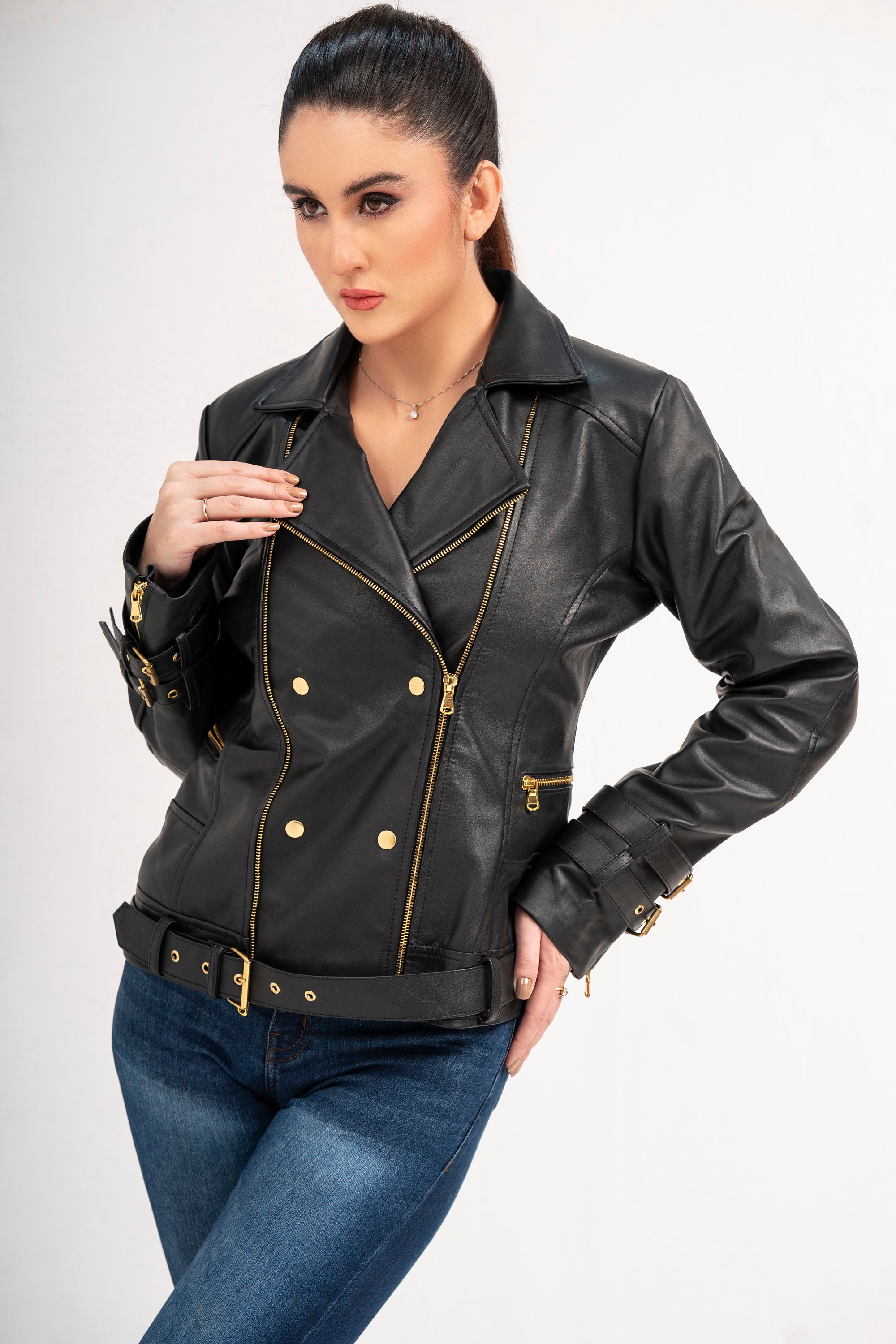 Women Slim Fit Handmade Designer Style Black Leather Jacket Women ...