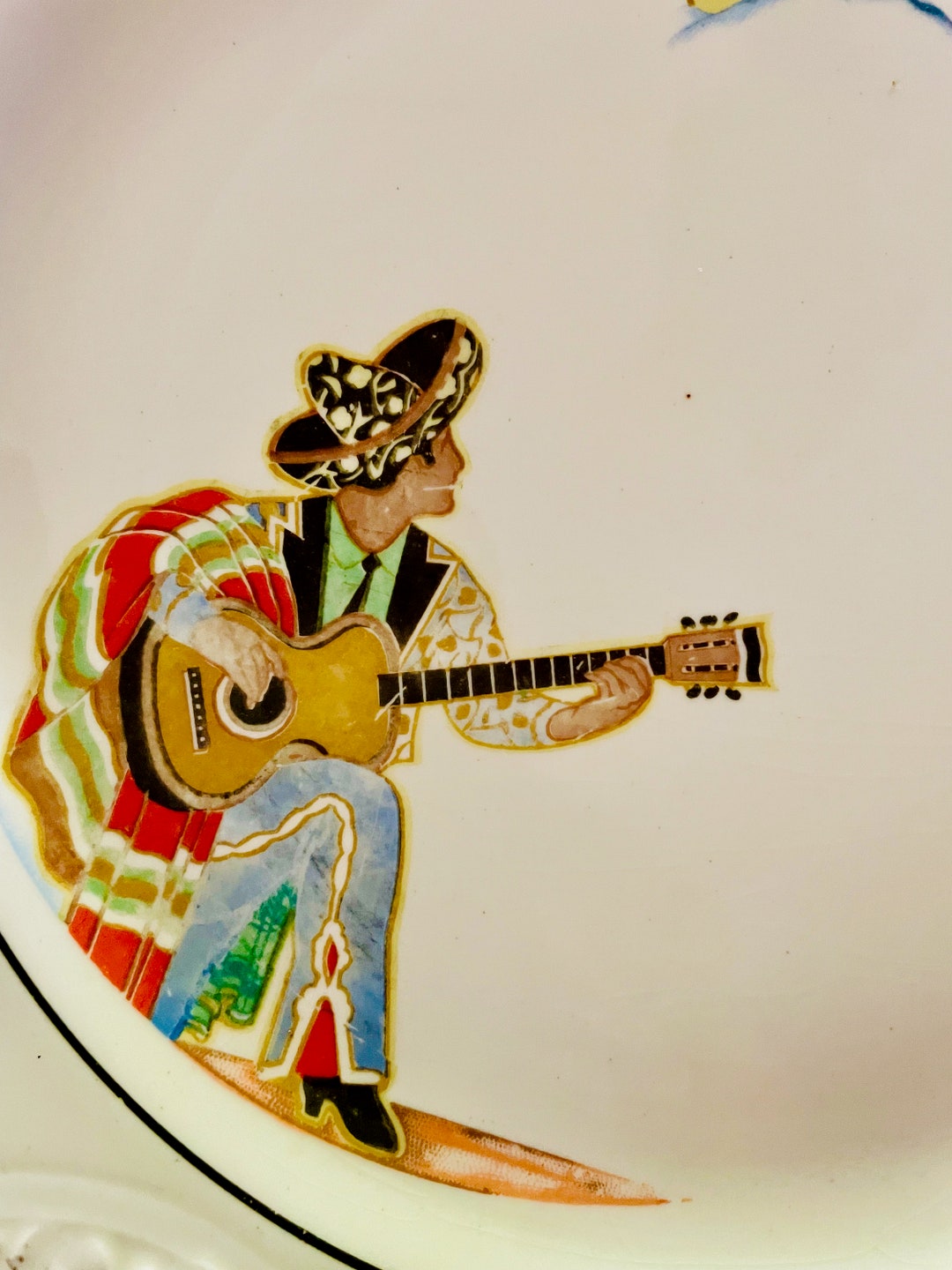 Vernon Kiln Pottery Hand Painted Ramona Plate - Mariachi - 1930s - Etsy