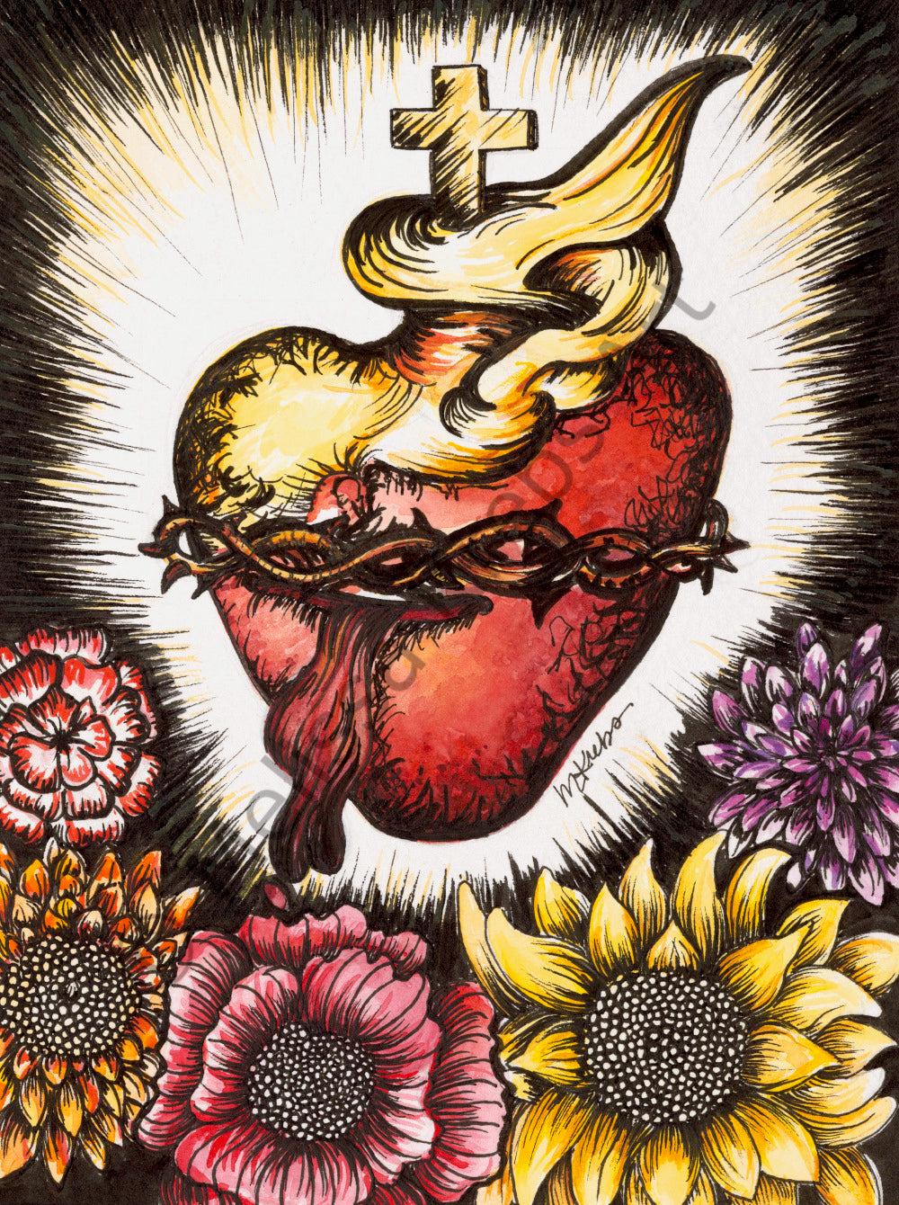 Sacred Heart of Jesus Drawing prints - Etsy