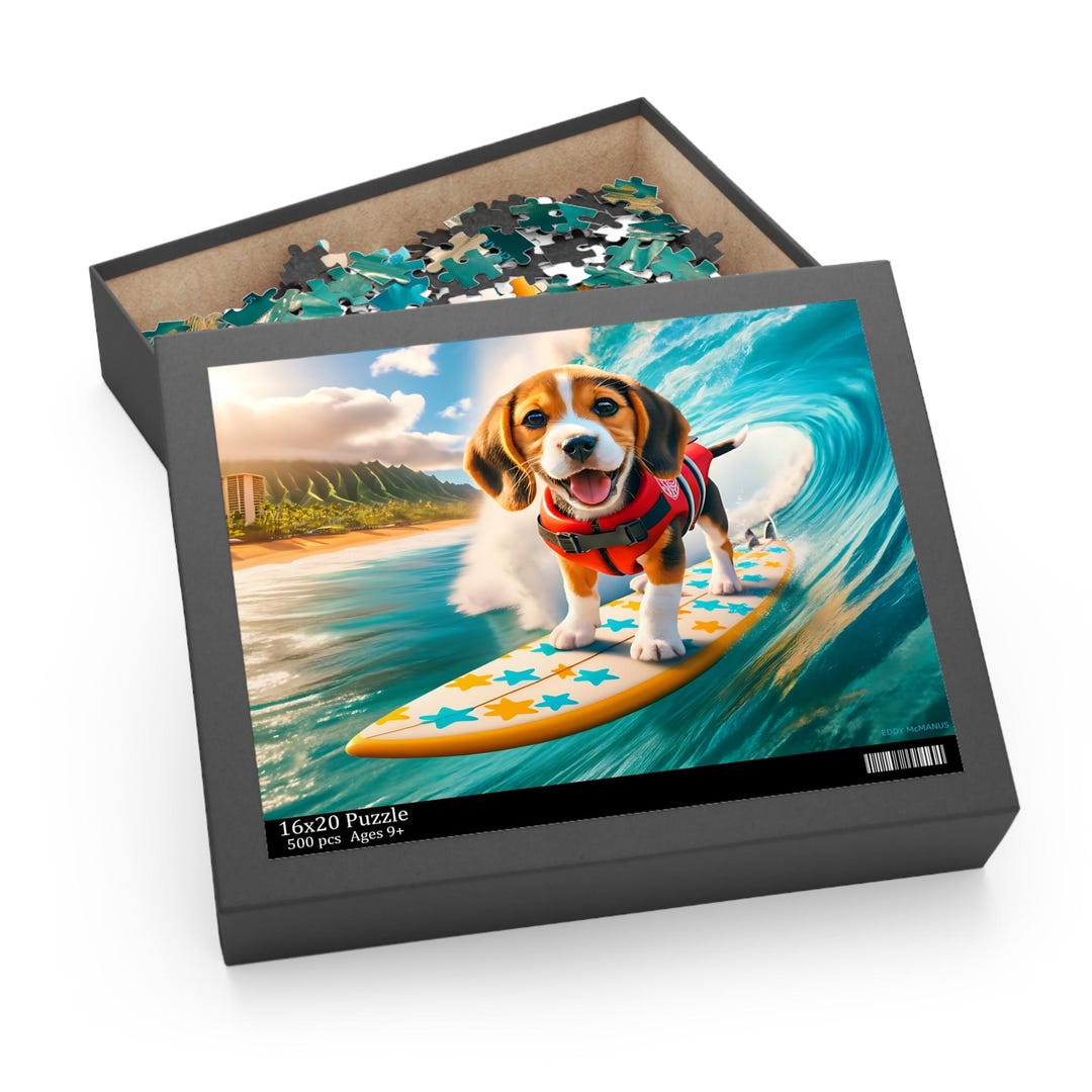 Surf Pups! Beagle Puppy Puzzle #12 - Etsy
