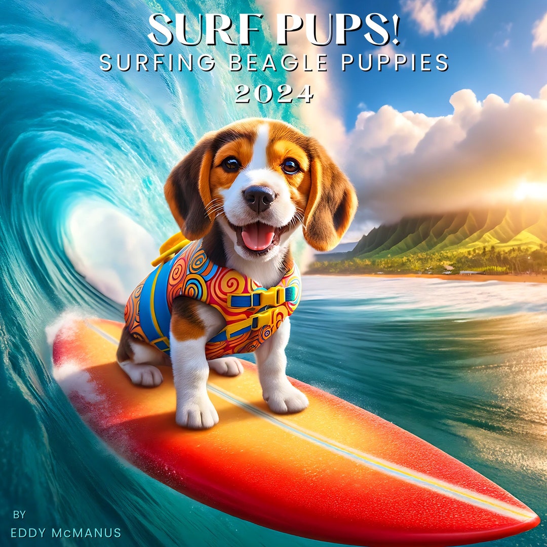Surf Pups Surfing Beagle Puppies Calendar 2024 - Etsy