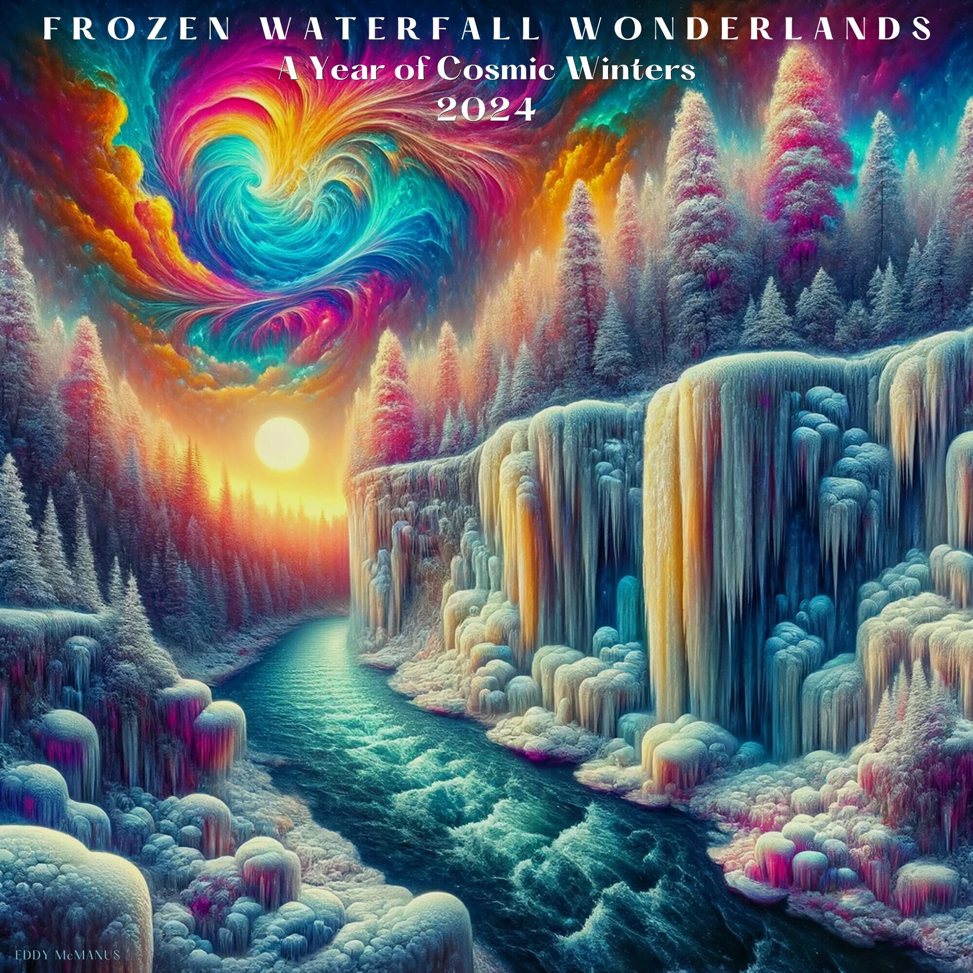 Frozen Waterfall Wonderlands: A Year of Cosmic Winters Calendar 2024 - Etsy