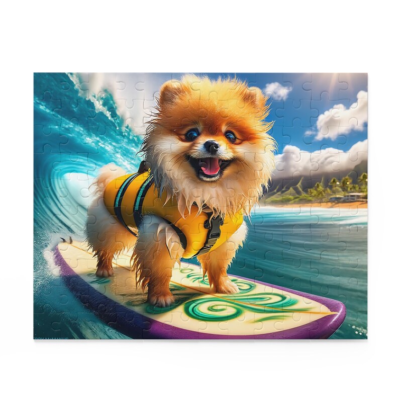 Surf Pups Surfing Pomeranian Puppy Puzzle 6 120, 252, 500-piece - Etsy