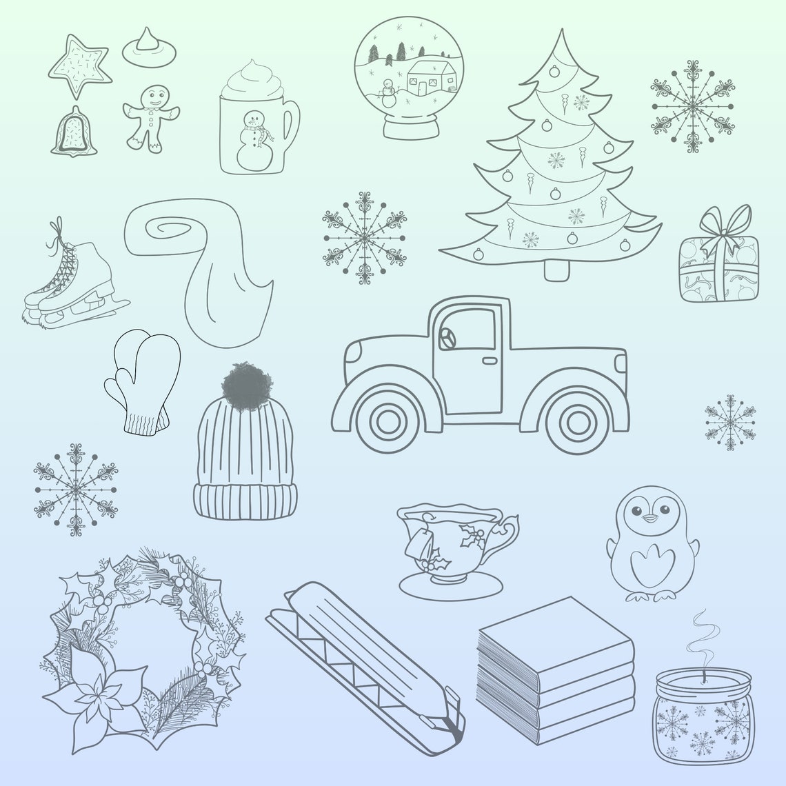 Winter Doodle Clipart, Hand Drawn, Commercial Use, Icons, Planner Icons ...