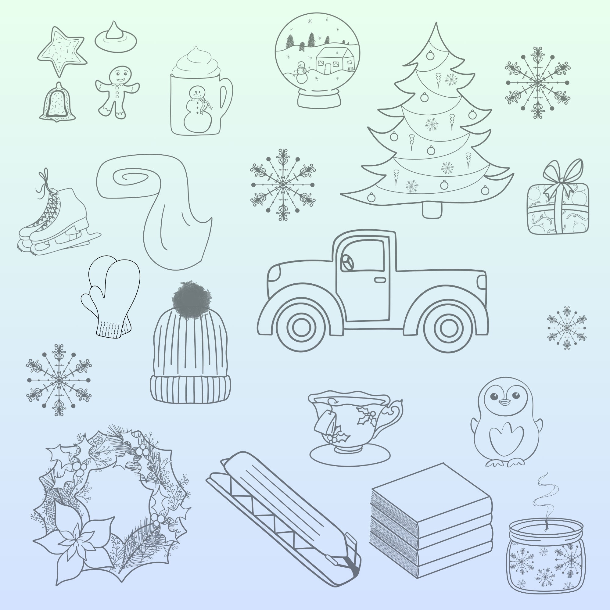 Winter Doodle Clipart, Hand Drawn, Commercial Use, Icons, Planner Icons ...
