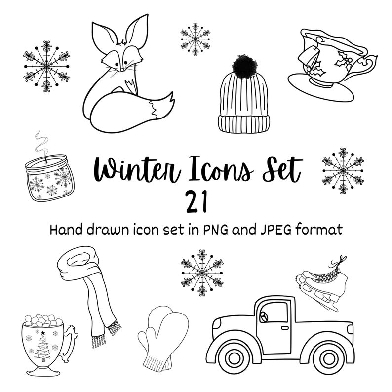 Winter Doodle Clipart, Hand Drawn, Commercial Use, Icons, Planner Icons ...