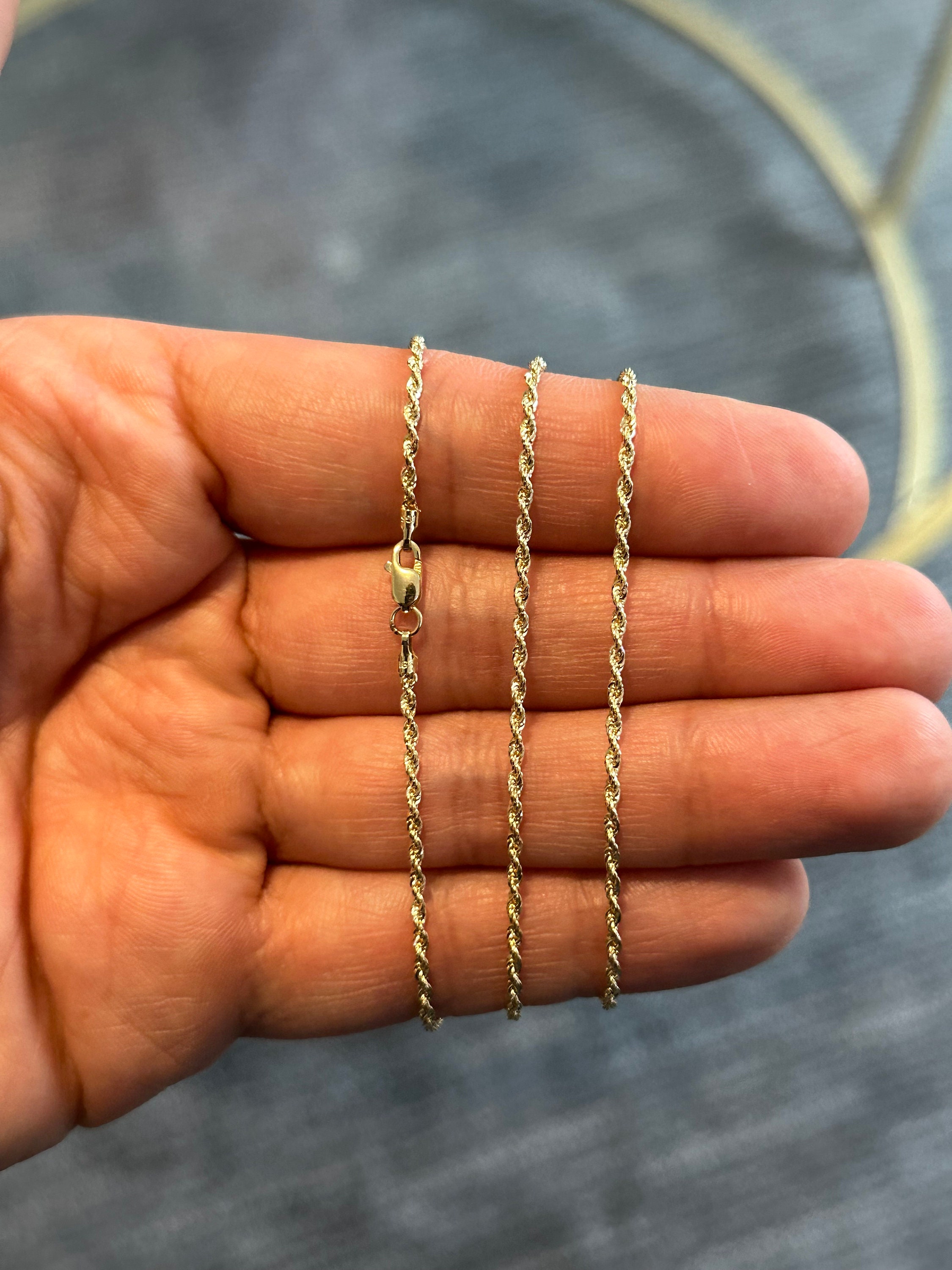 10k Yellow Gold Diamond Cut Rope Chain (1.5mm) - Etsy