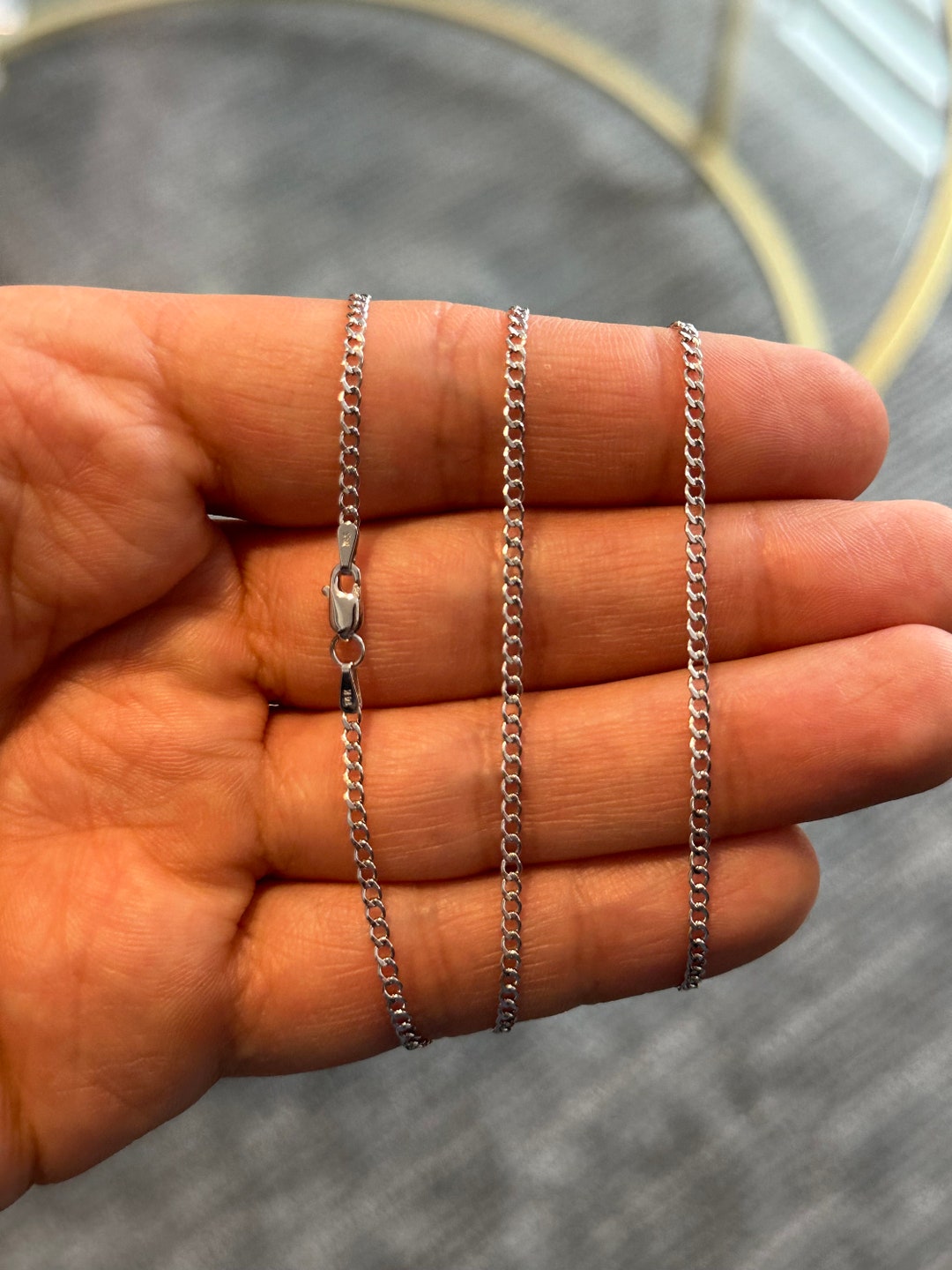 14k White Gold 2mm Cuban Link Chain: Genuine Gold Necklace - Etsy