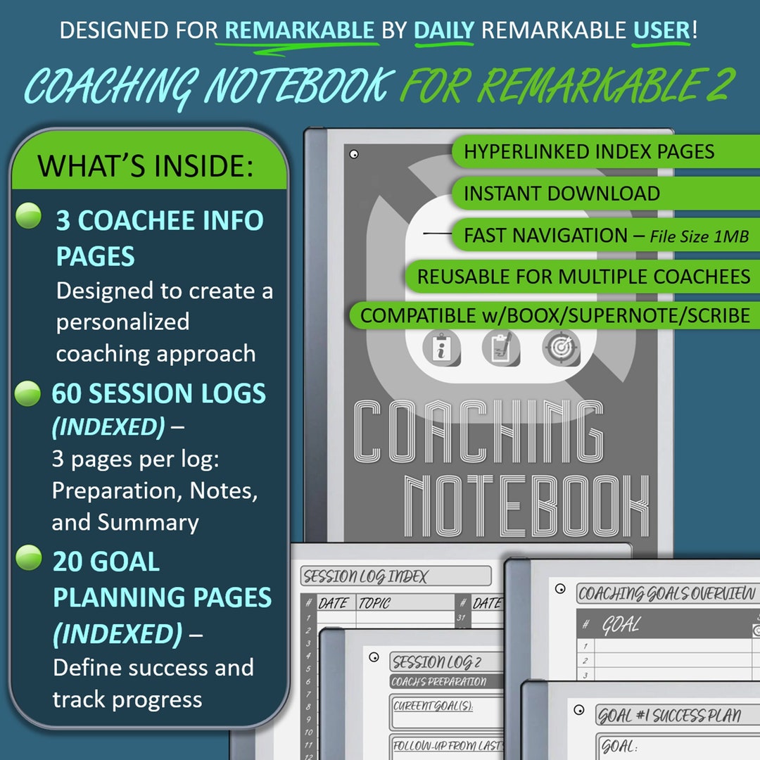 Digital Coaching Notebook, Client Session Log, Professional Coach ...