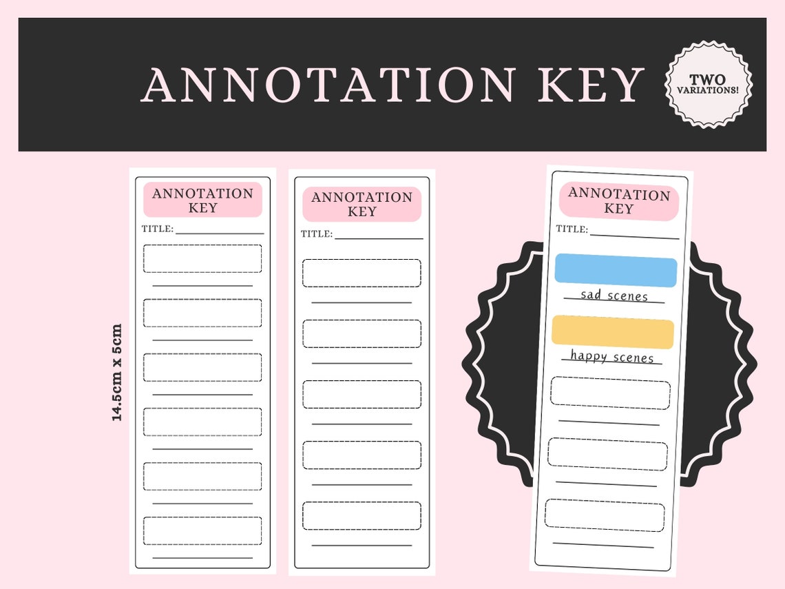 Printable Bookmark Set | Reading Log, Annotation Tabbing Key, Colour-in ...