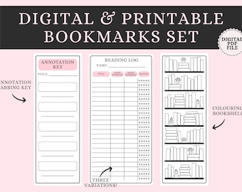 Printable Bookmark Set | Reading Log, Annotation Tabbing Key, Colour-in ...