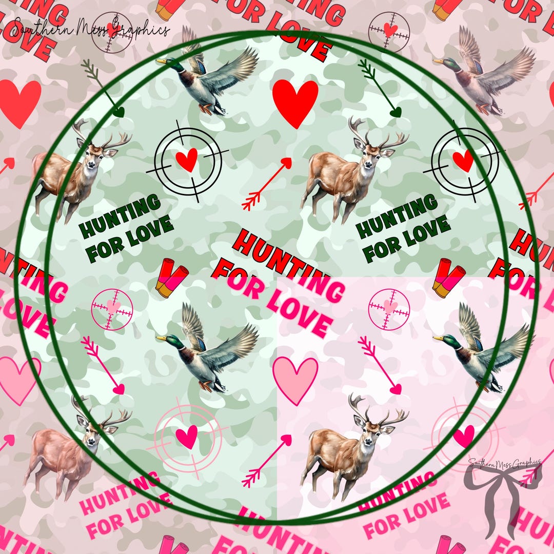 Hunting for Love BUNDLE of 3, Seamless File, Deer, Duck, Hunting ...