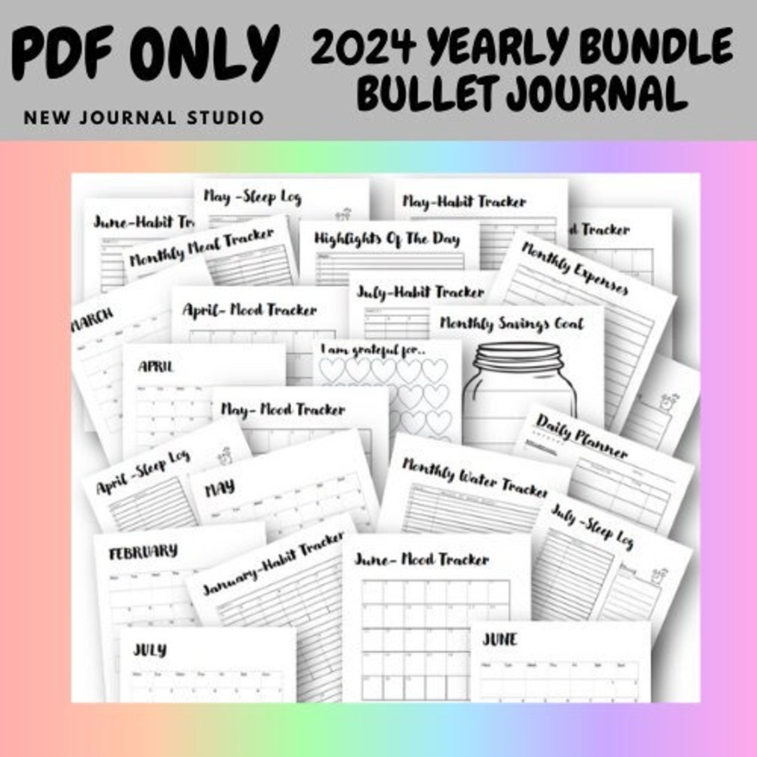 2024 Yearly Bundle Bullet Journaldaily Plannerscheduleself ...