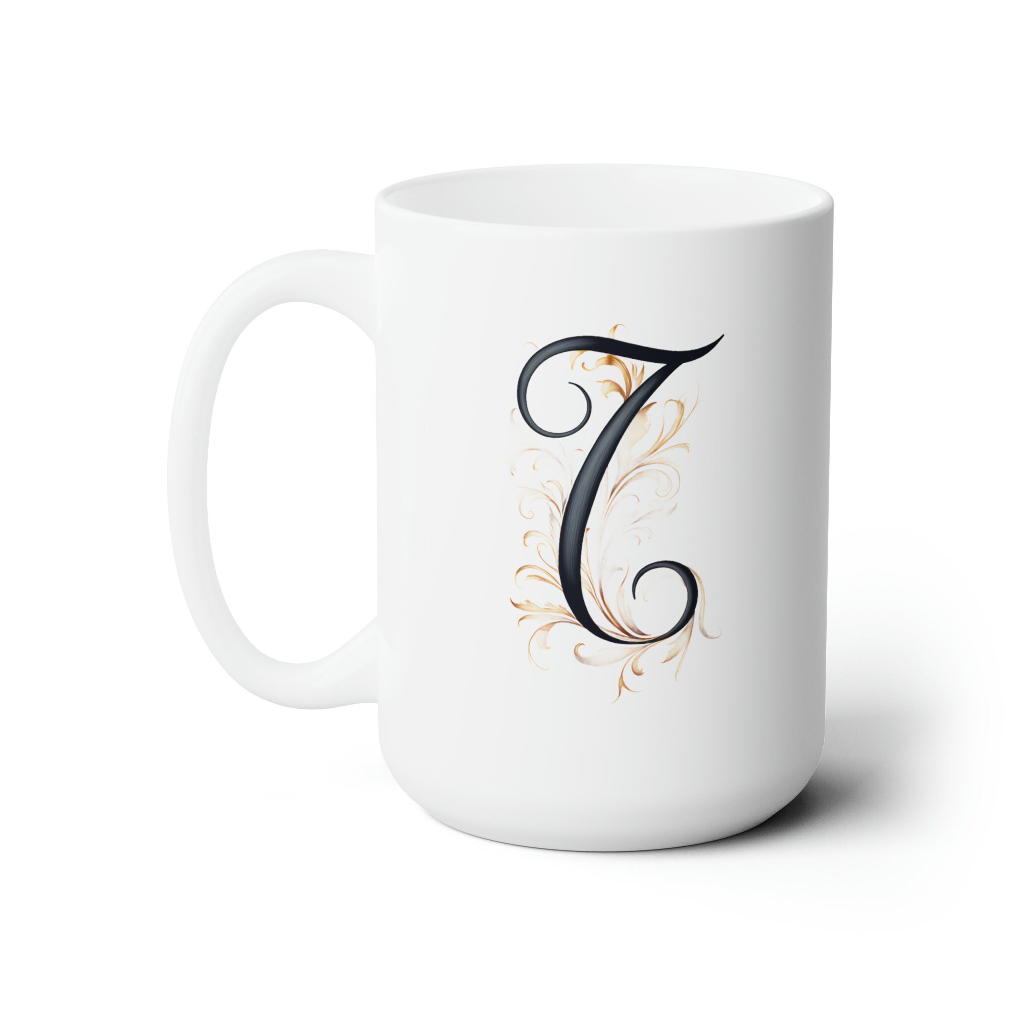 2D Letter T Monogram Mug Custom White Coffee Mug Customized Mug Unique ...