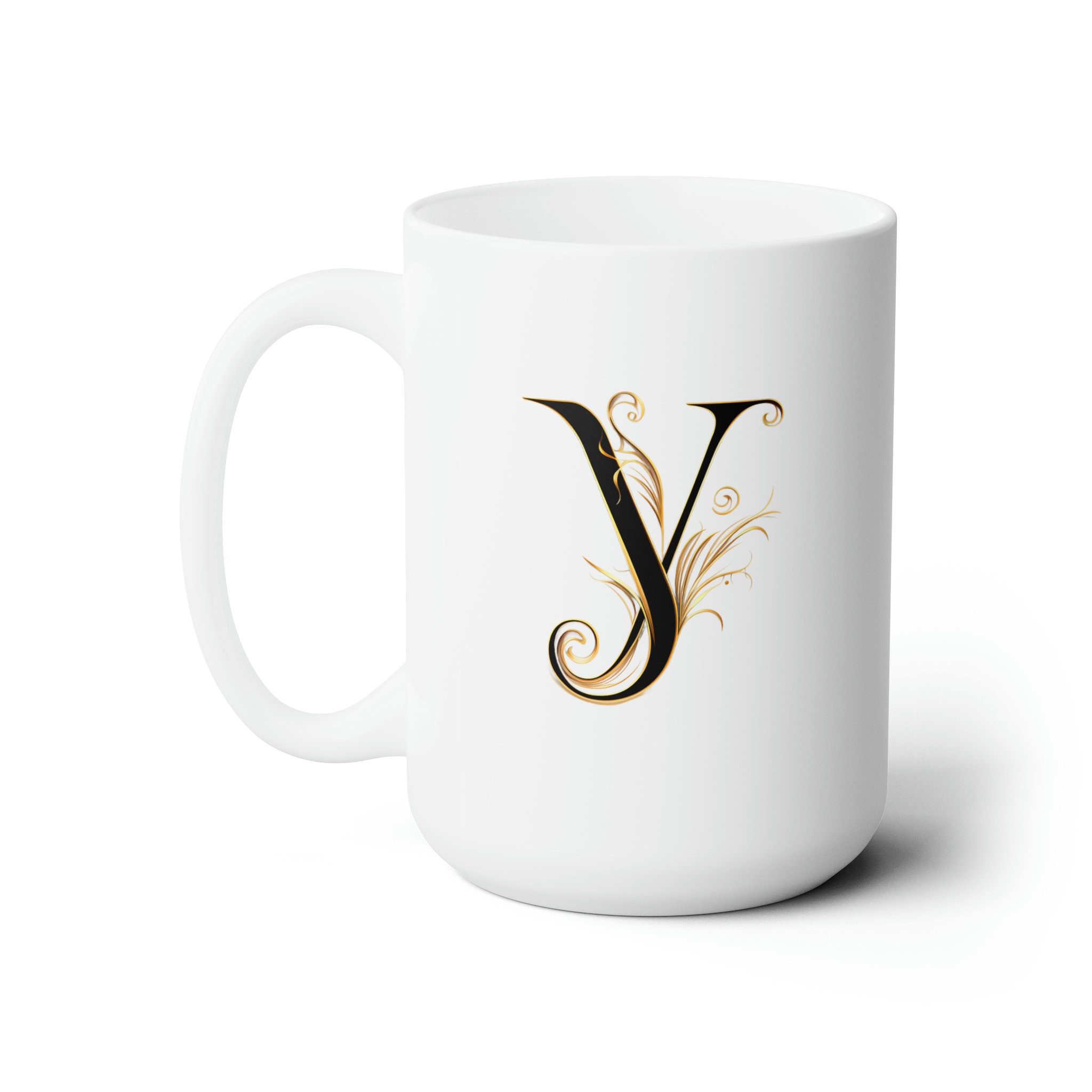 2D Letter Y Monogram Mug Custom White Coffee Mug Customized Mug Unique ...