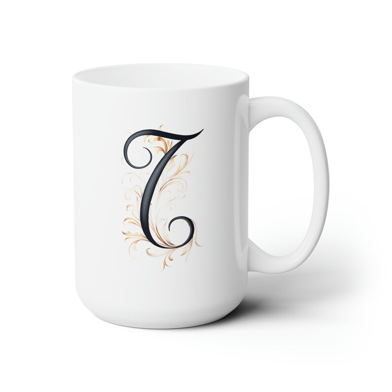 2D Letter T Monogram Mug Custom White Coffee Mug Customized Mug Unique ...