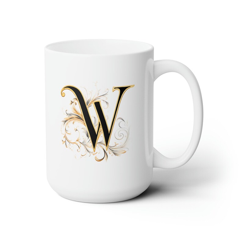 2D Letter W Monogram Mug Custom White Coffee Mug Customized Mug Unique ...