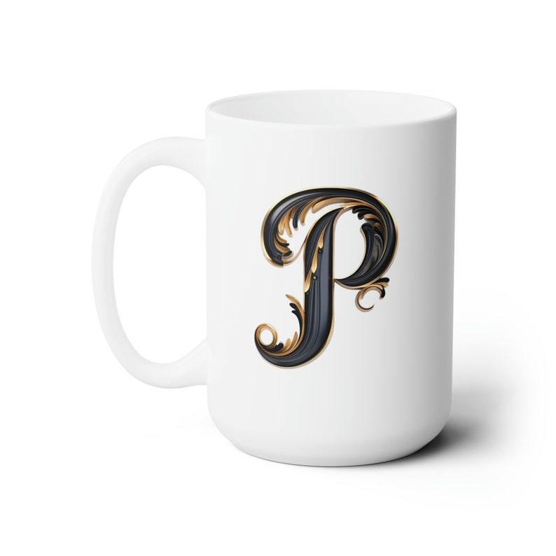 3D Letter P Monogram Mug Custom White Coffee Mug Customized Mug Unique ...