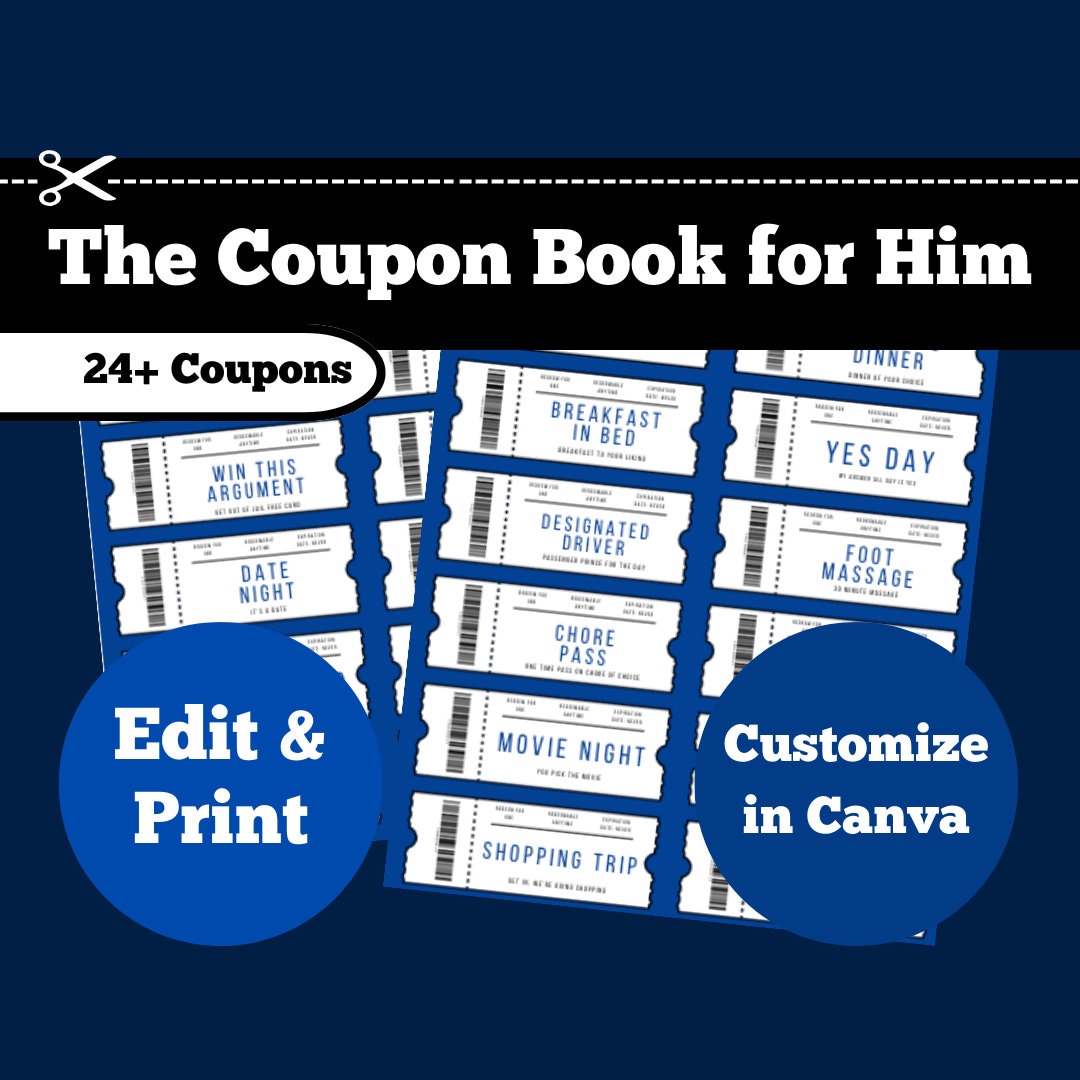 Printable Coupon Book for Him (husband, Boyfriend, Partner) - Etsy