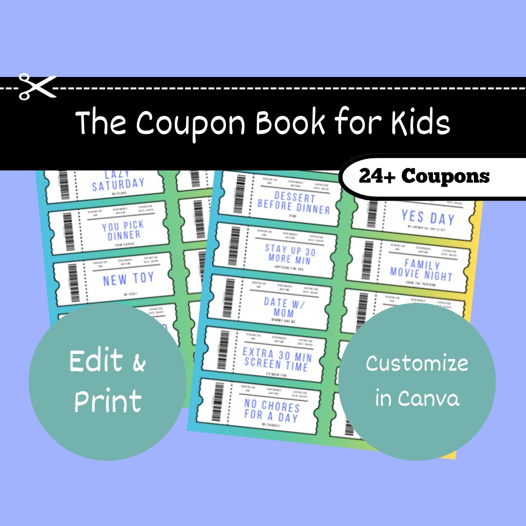 Printable Coupon Book for the Kids - Etsy