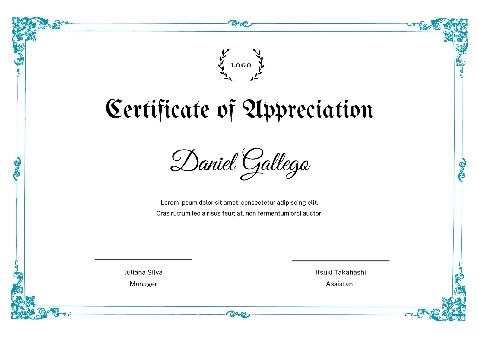 Elegant Certificate of Appreciation, Editable Award Certificate, DIY ...