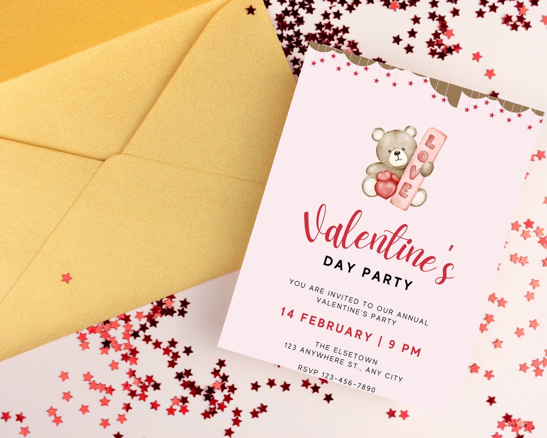 Valentine's Party Invitation, Printable Template, Editable Instant ...