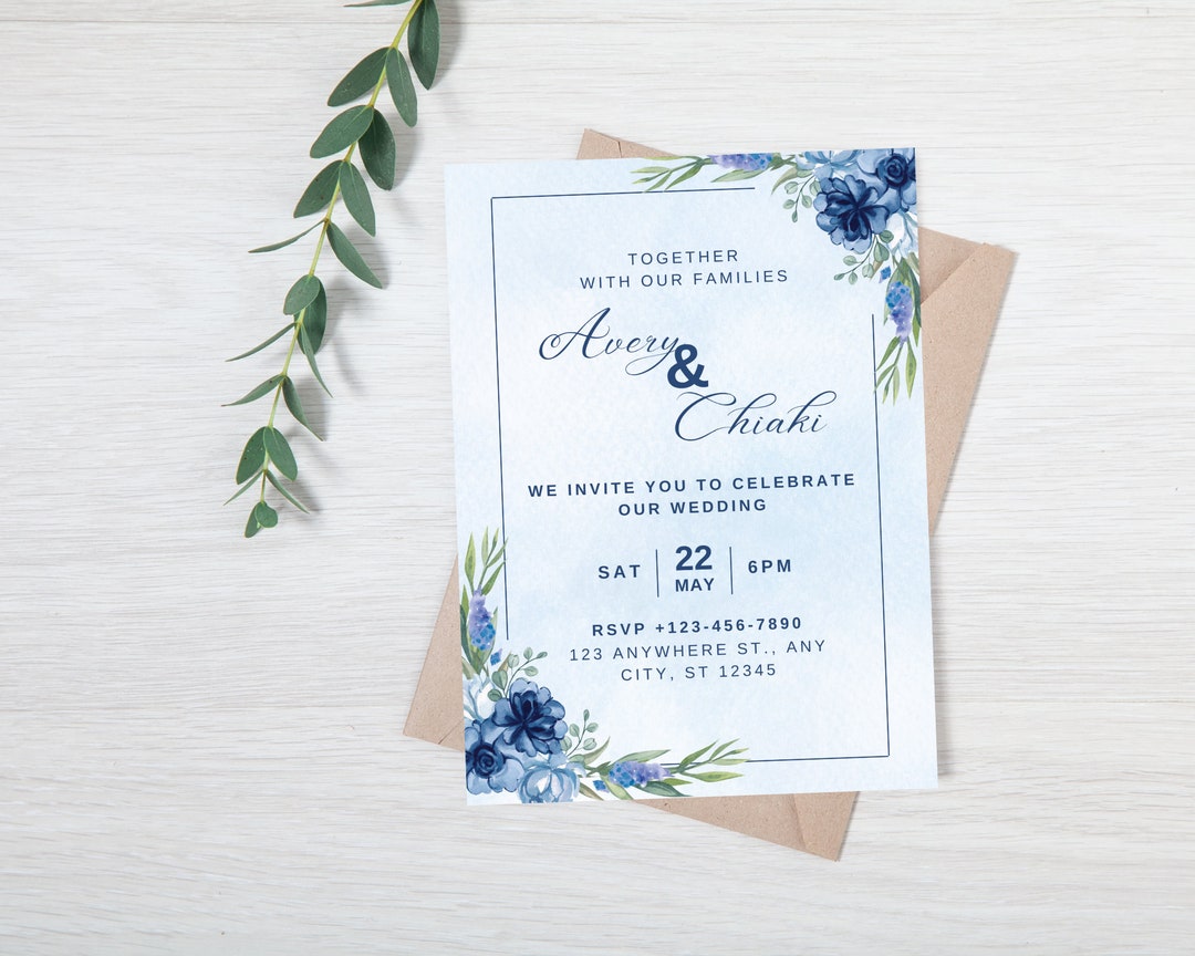 Elegant Wedding Invitation Template, Printable Invite, Instant Download ...