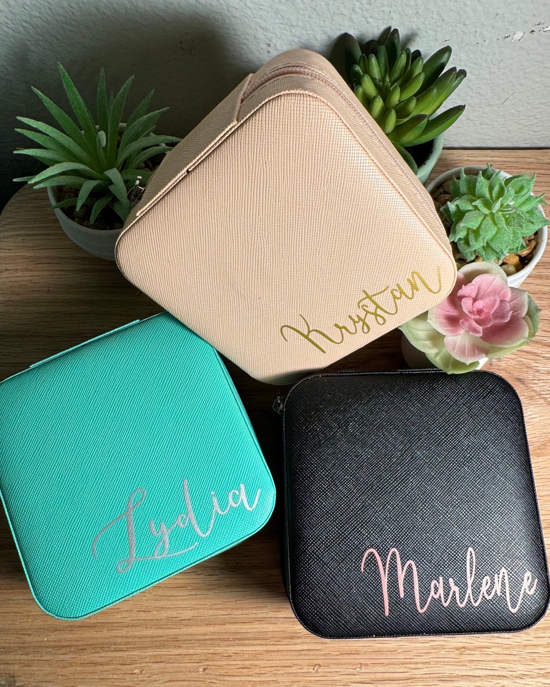 Personalized Travel Jewelry Box – Small Faux Leather Organizer With ...