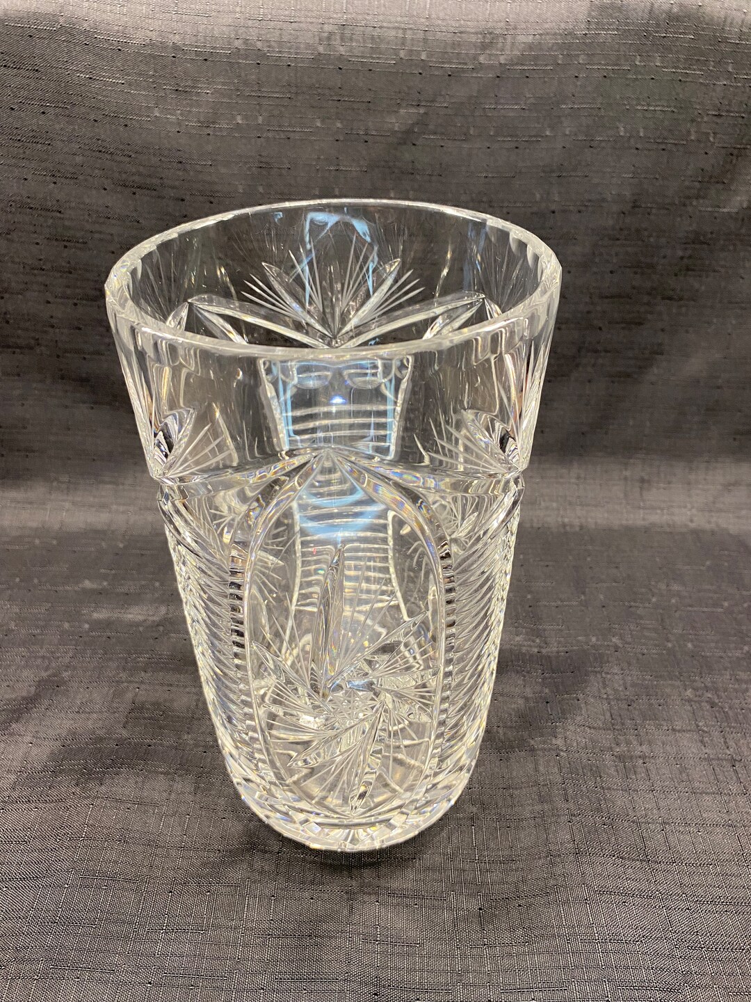 VINTAGE CRYSTAL VASE, Bohemian Cut Crystal Vase, Mid Sized Thick Lead ...