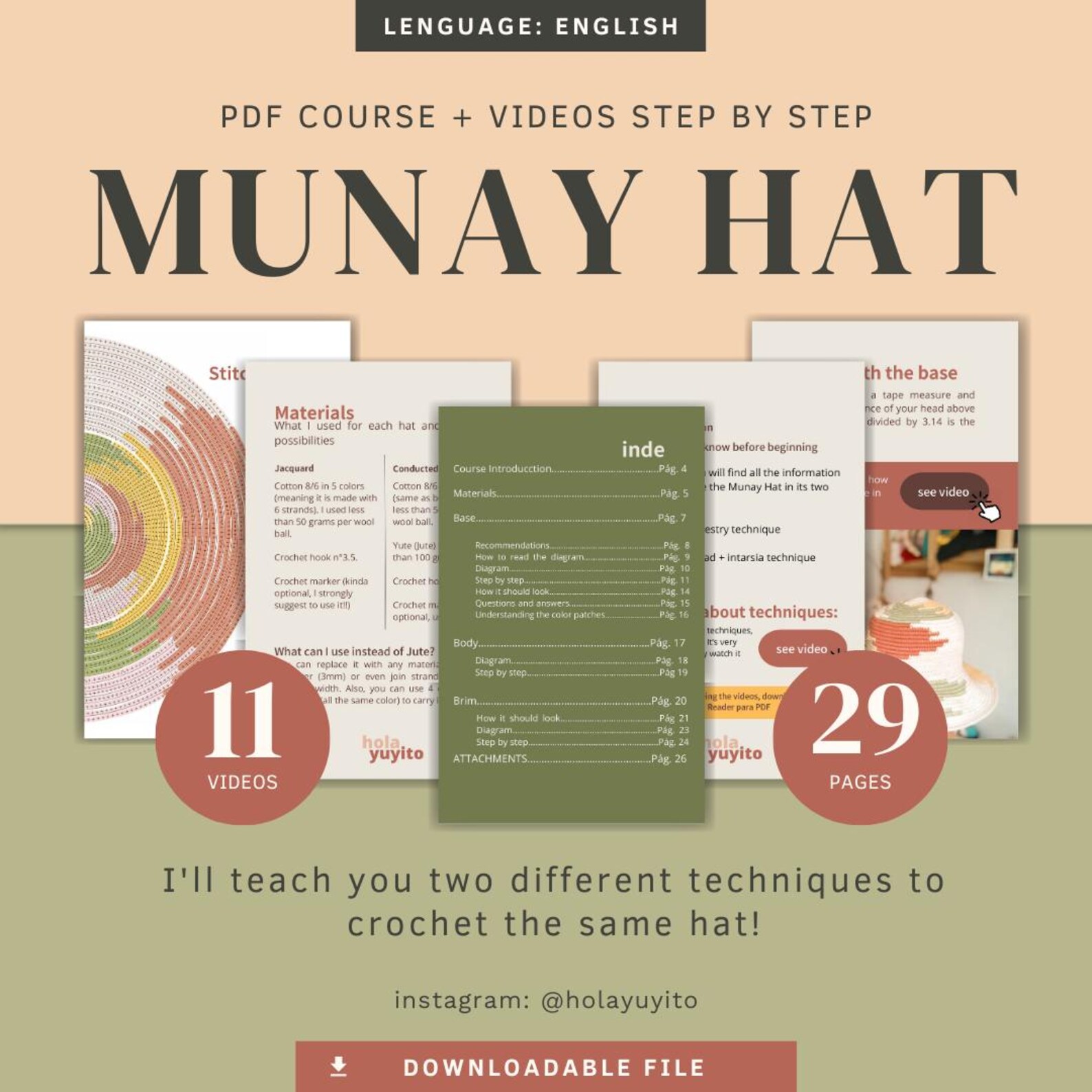 Munay Hat | Crochet Pattern Step by Step With Videos (ENGLISH) - Etsy