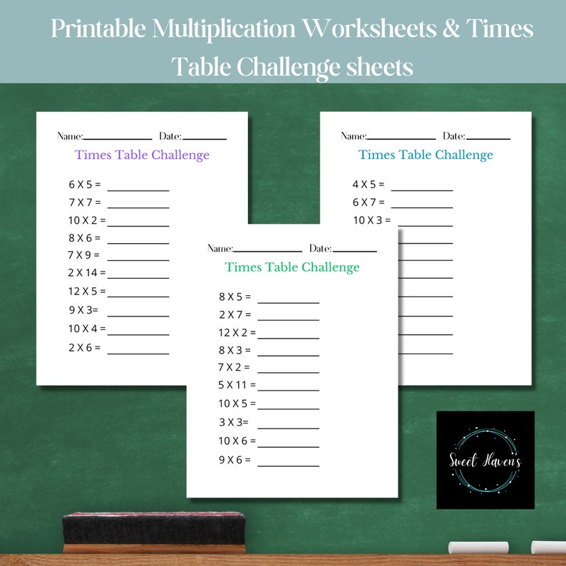 PRINTABLE Multiplication Pages, Times Table Challenge Pages, Math ...