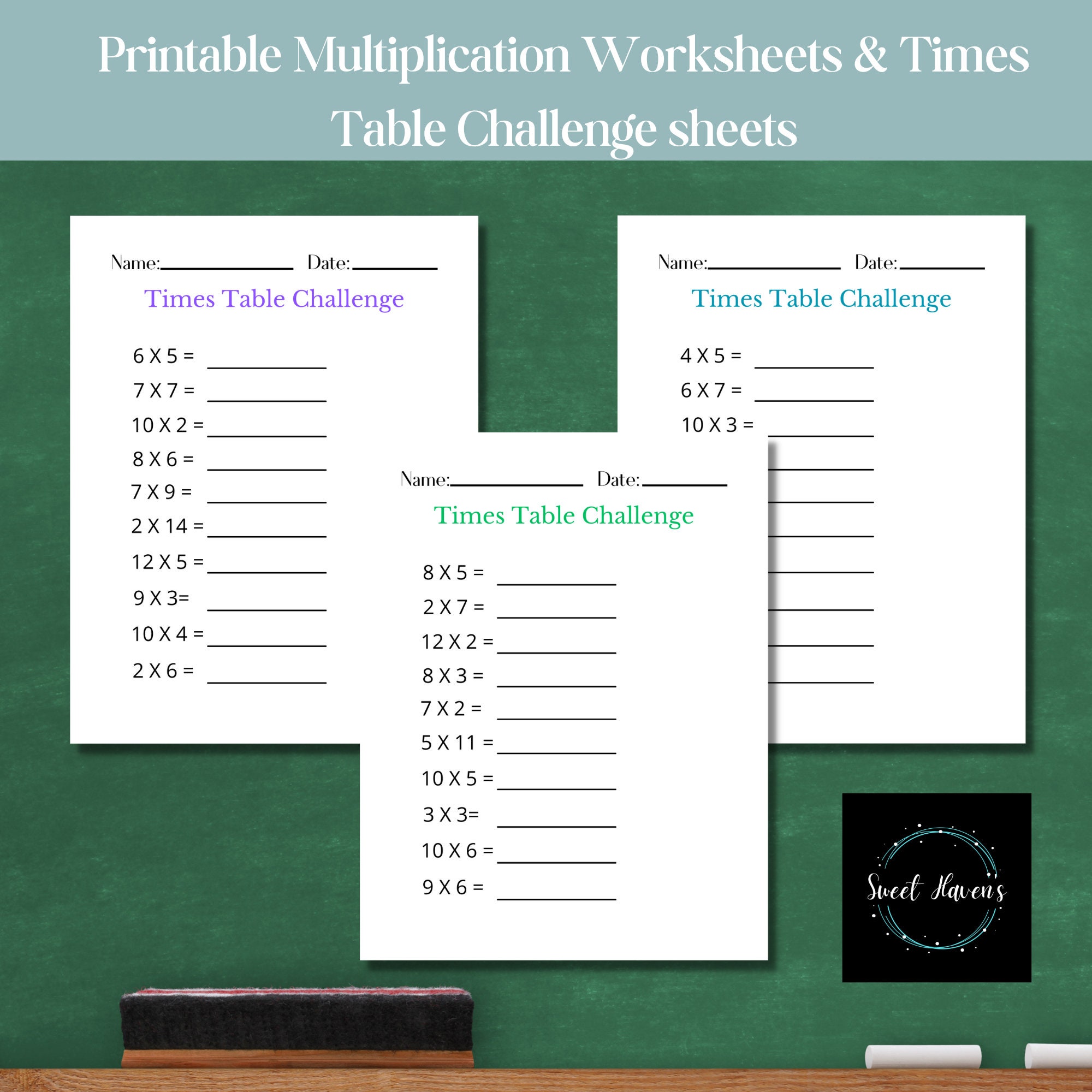 PRINTABLE Multiplication Pages, Times Table Challenge Pages, Math ...