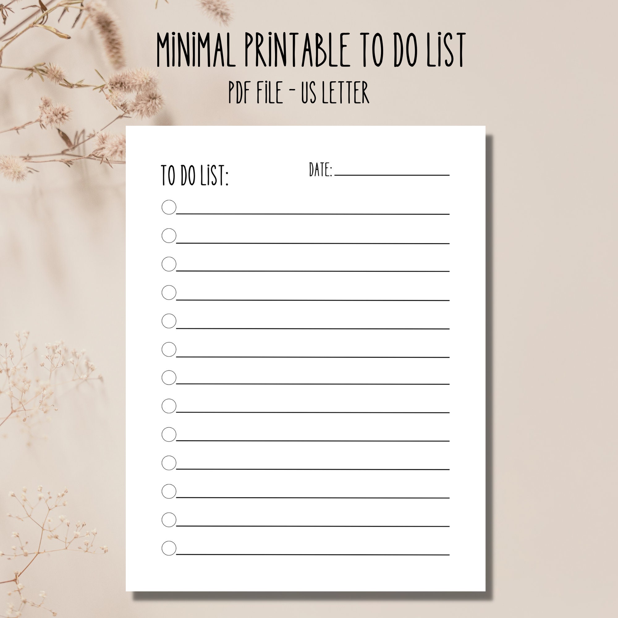Minimal to Do List Printable, Planner, to Do List Template, Instant ...