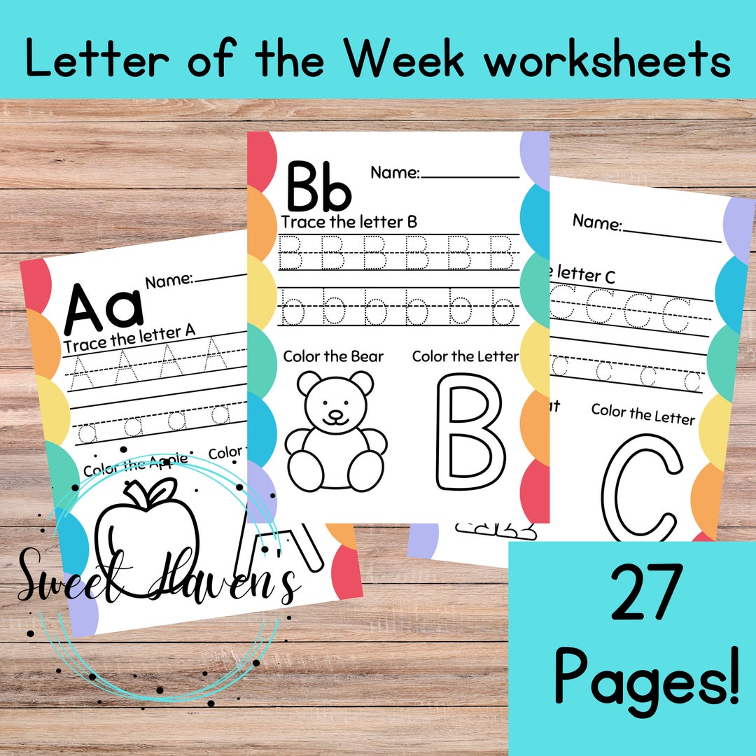 Letters A-Z Worksheets Phonics Worksheet Writing Activity Pre-school ...