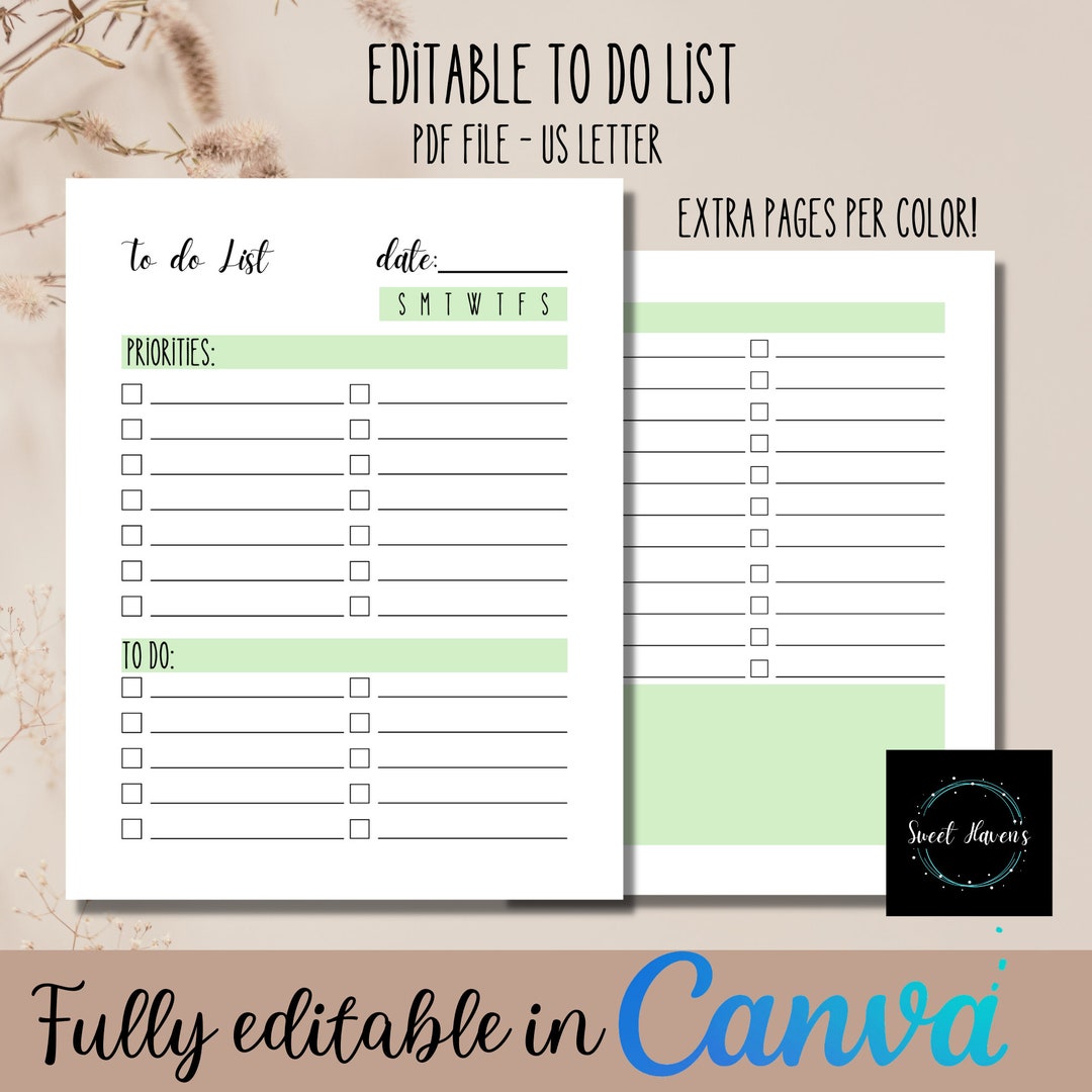 EDITABLE to Do List, Minimal to Do List, Organizer, Check List, US ...