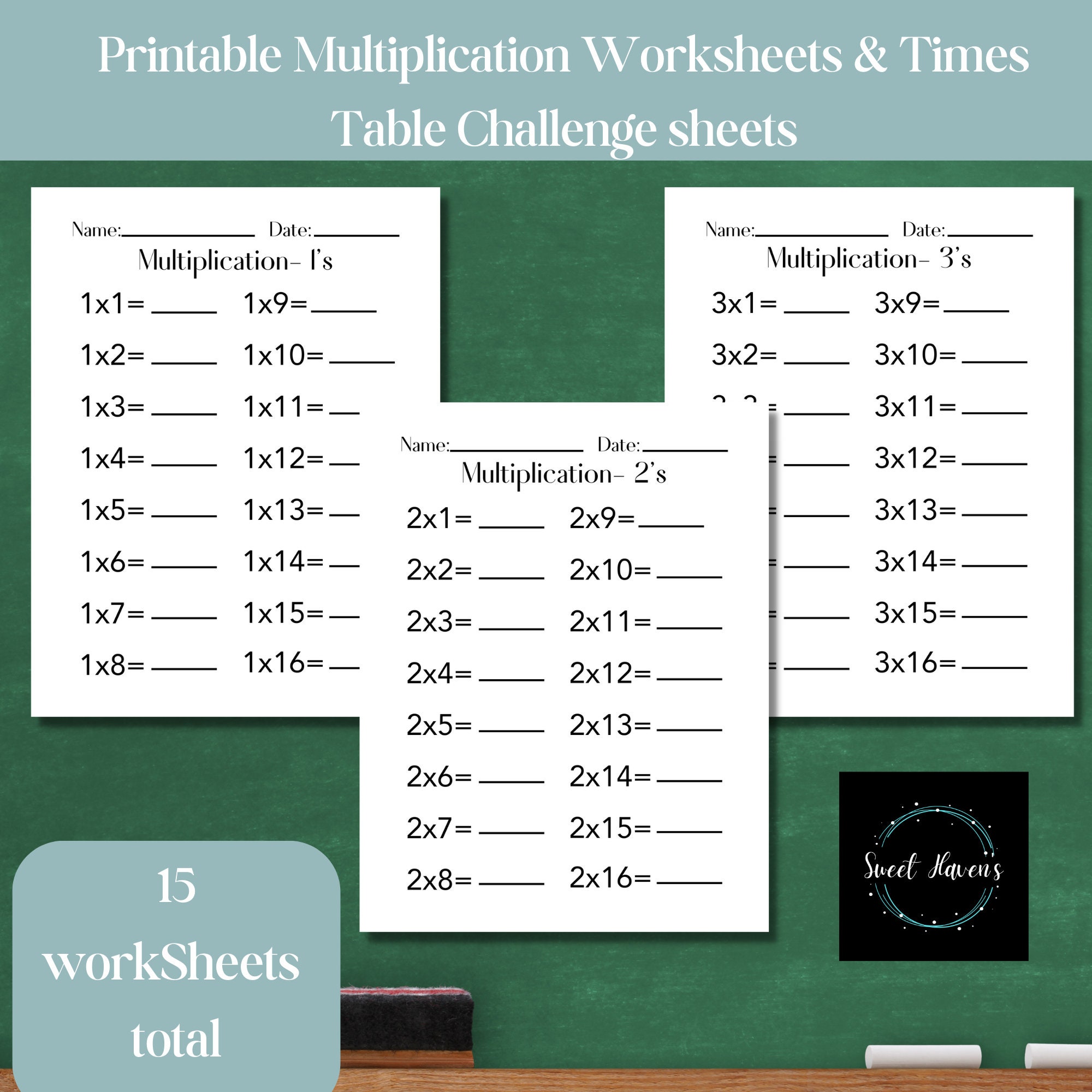 PRINTABLE Multiplication Pages, Times Table Challenge Pages, Math ...
