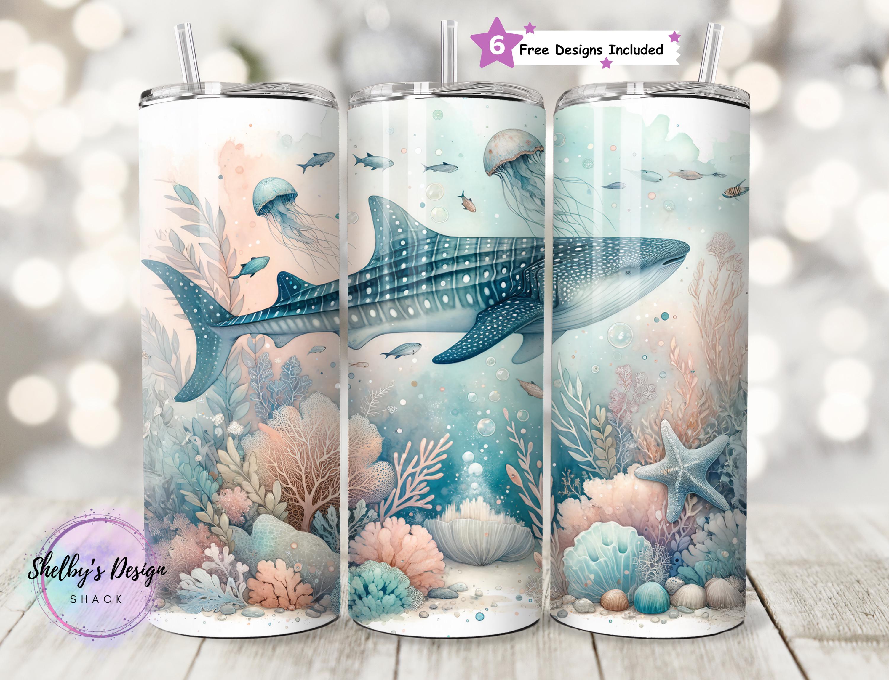 Whale Shark 20oz Seamless Tumbler PNG, Ocean Boho Sea Life Sublimation ...