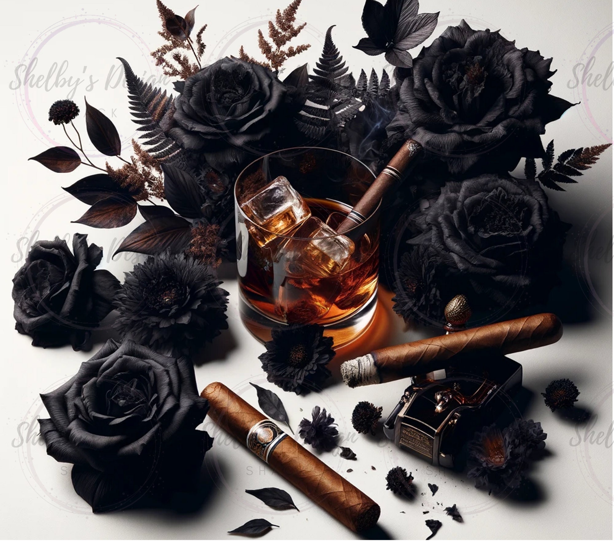 Bourbon Dark Floral Gothic Flair 20 Oz Tumbler Sublimation, DTG and ...