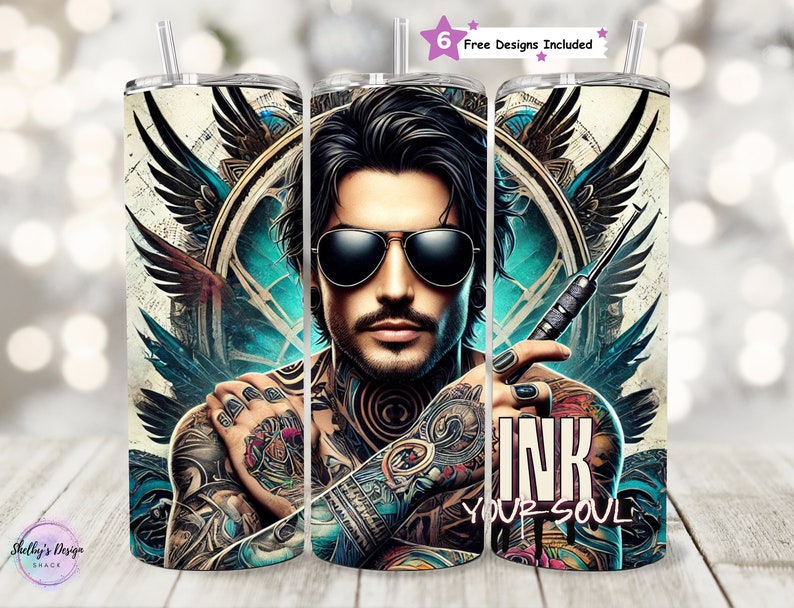 Tattoo Artist 20oz Skinny Tumbler Wrap, Ink Your Soul Sublimation ...