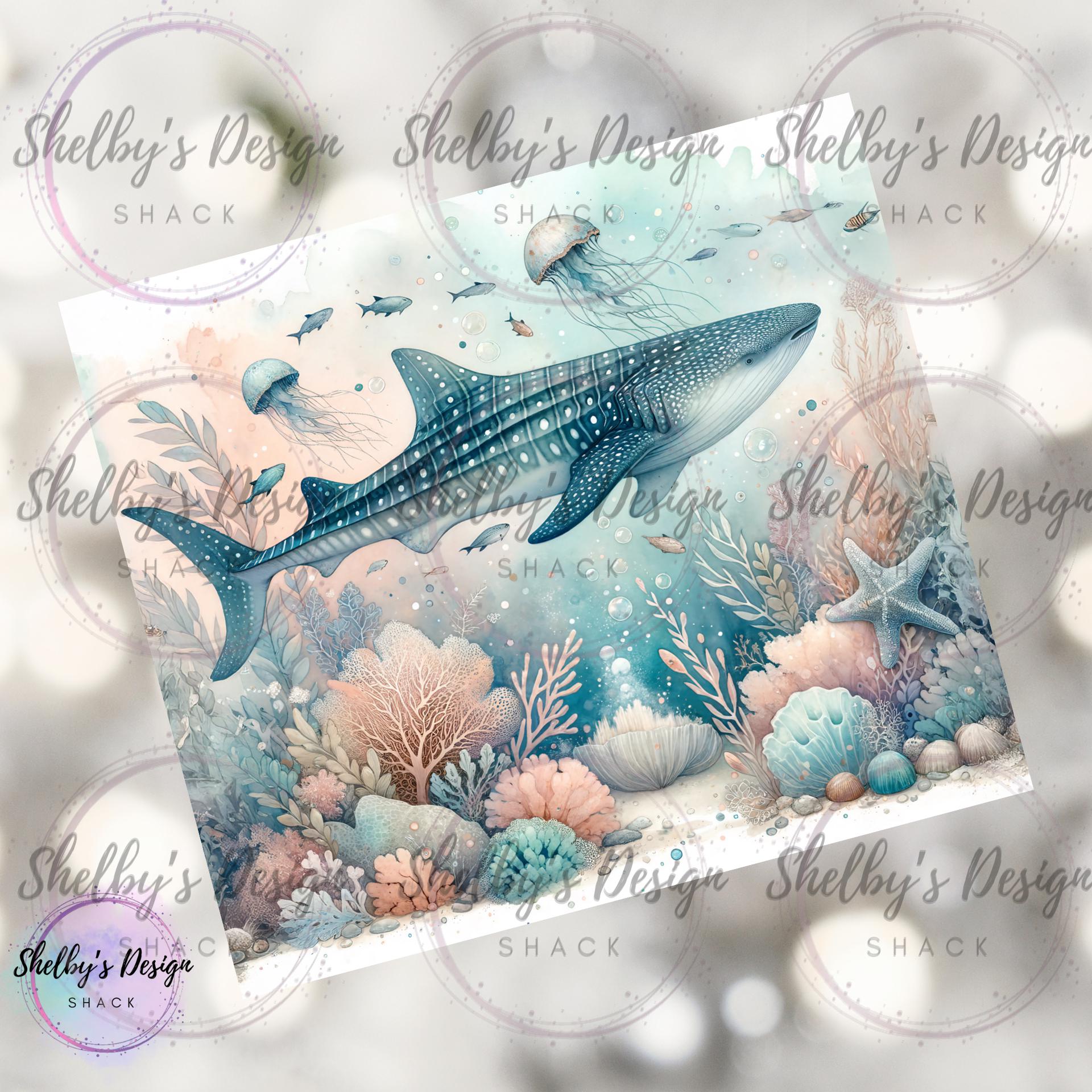 Whale Shark 20oz Seamless Tumbler PNG, Ocean Boho Sea Life Sublimation ...