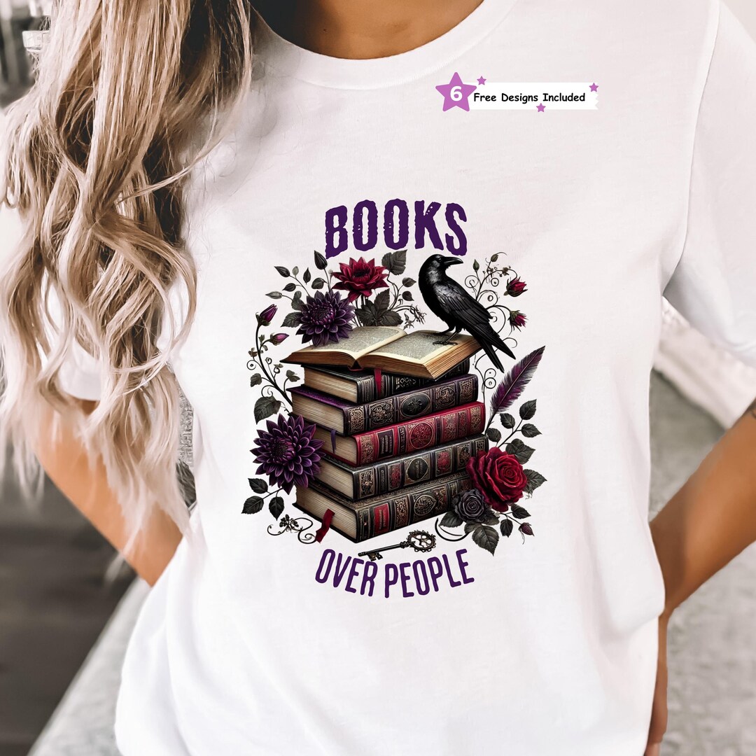 Books Over People PNG, Gothic Book Lover Sublimation Design, Dark ...