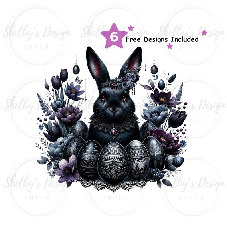 Gothic Easter Bunny PNG Sublimation, DTG and Print Design, Gothic Lovers Easter Rabbit Printable ...