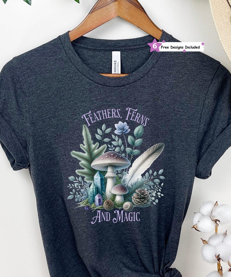 Feathers Ferns and Magic PNG | Mushrooms and Crystals Sublimation ...