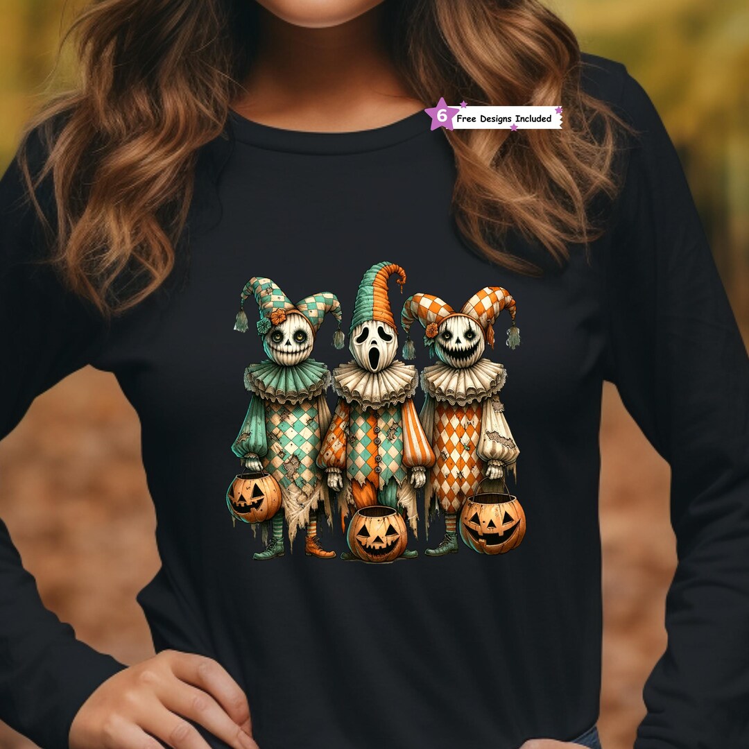 Spooky Clown Ghosts PNG, Vintage Halloween Jester Sublimation Design ...
