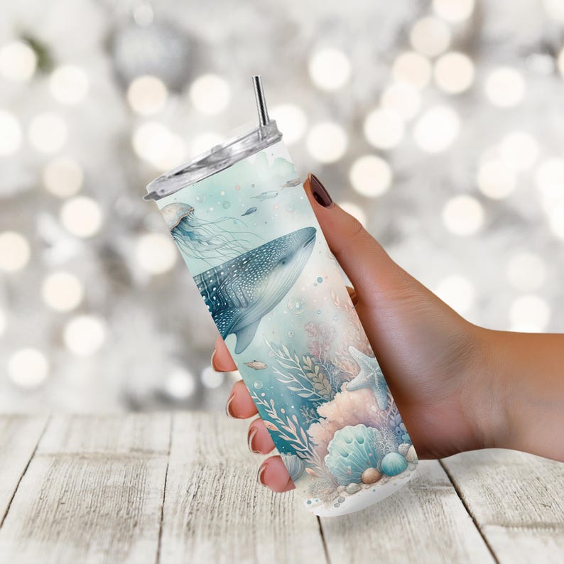 Whale Shark 20oz Seamless Tumbler PNG, Ocean Boho Sea Life Sublimation ...